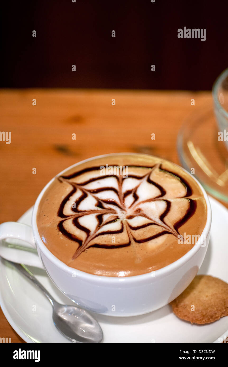 classic Italian cappuccino cup with topping decoration pattern Stock ...