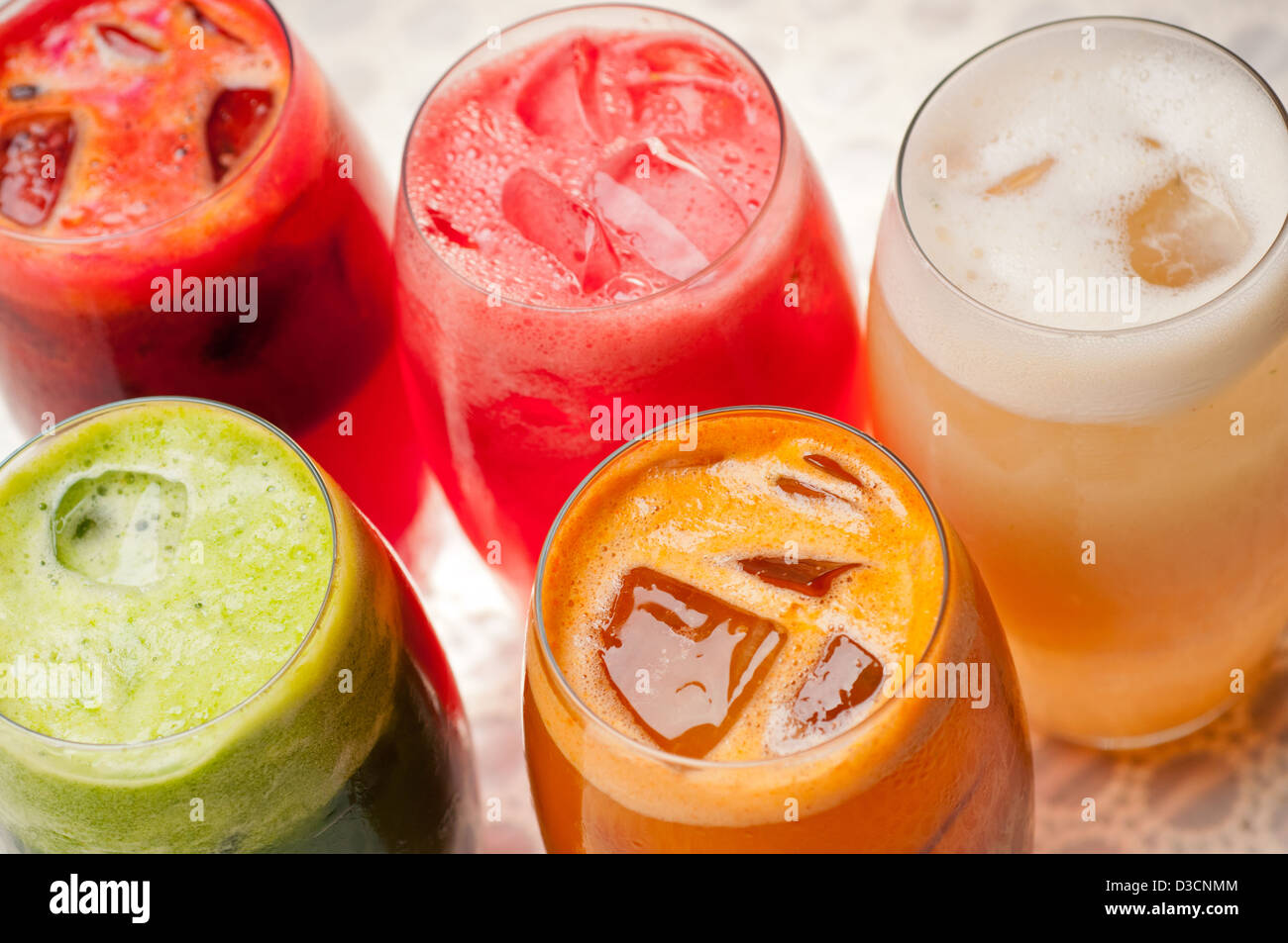 selection of fresh fruits colorful long drink cocktails Stock Photo - Alamy