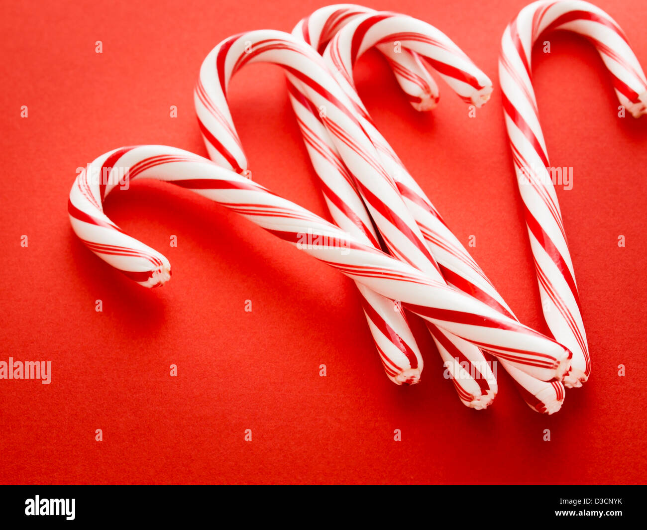 White and red peppermint candy canes on red background Stock Photo - Alamy