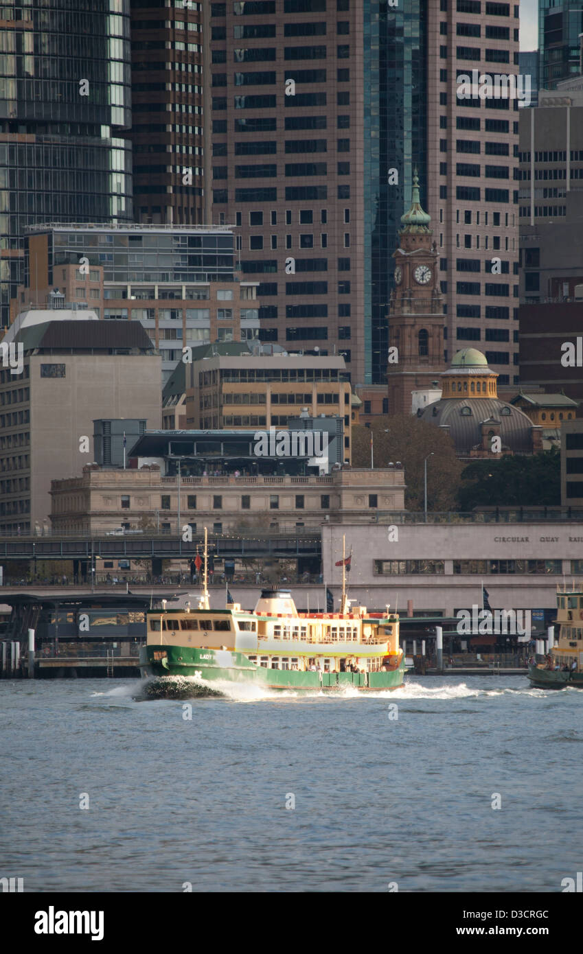 Sydney Harbour Ferry "Lady Northcott" departing from the Circular Quay ...