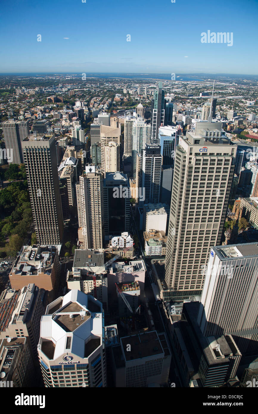 Aerial views of the South Sydney CBD modern office buildings and hotels ...
