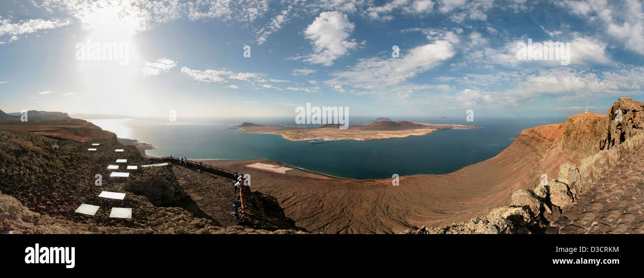 Haria, Spain, View from the Mirador del Rio, on the island of La ...