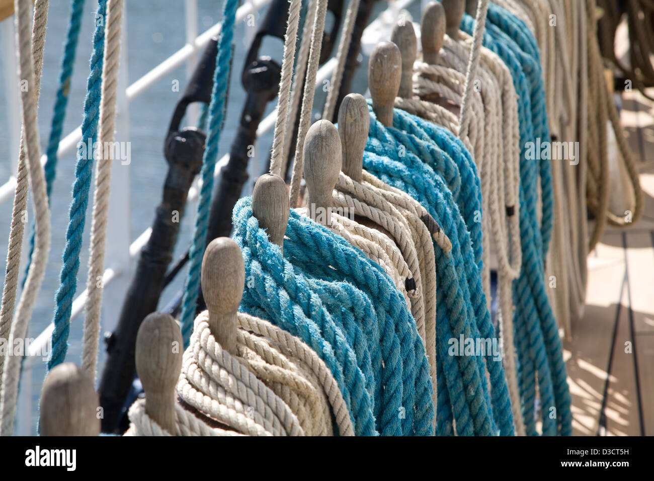 Kiel, Germany, and linen Belegnaegel the two-masted brig Fryderyk ...