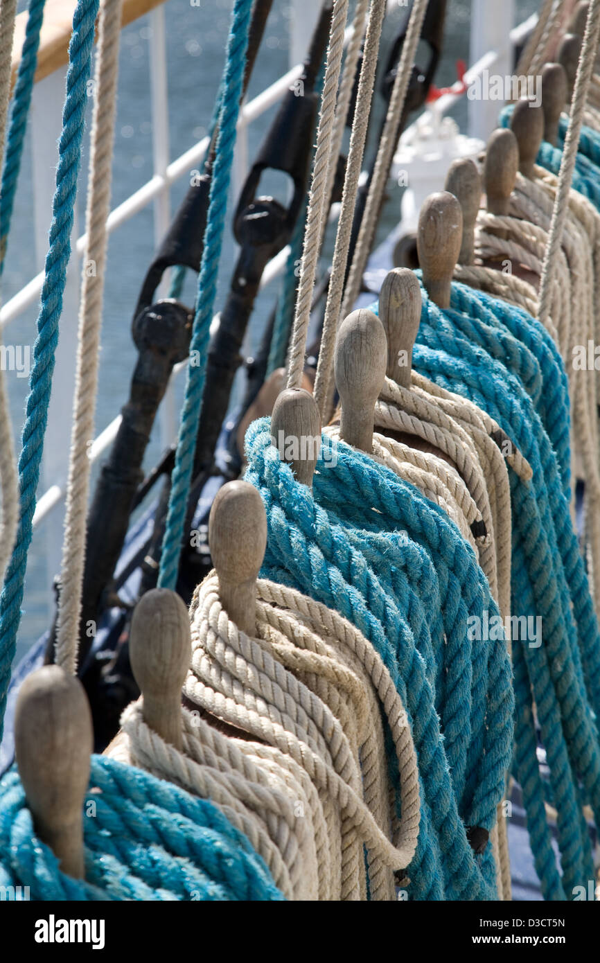 Kiel, Germany, and linen Belegnaegel the two-masted brig Fryderyk ...