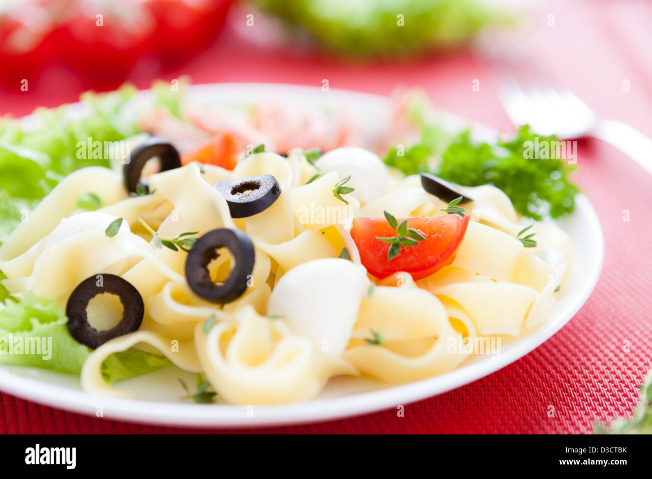 delicate-tasting pasta with mozzarella, closeup Stock Photo - Alamy