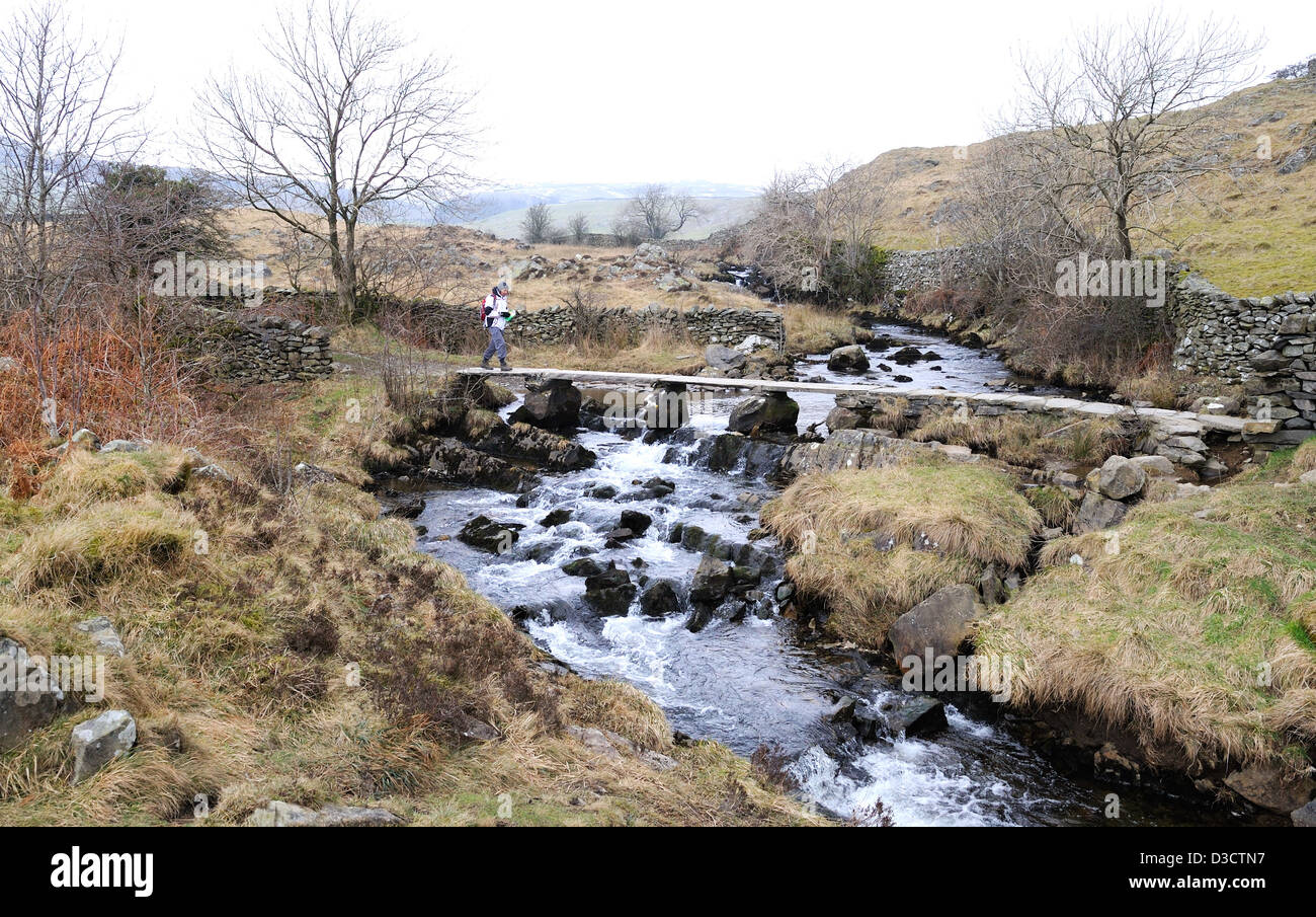 Clapper bridge and ford, an ancient stone built bridge north of Wharfe ...