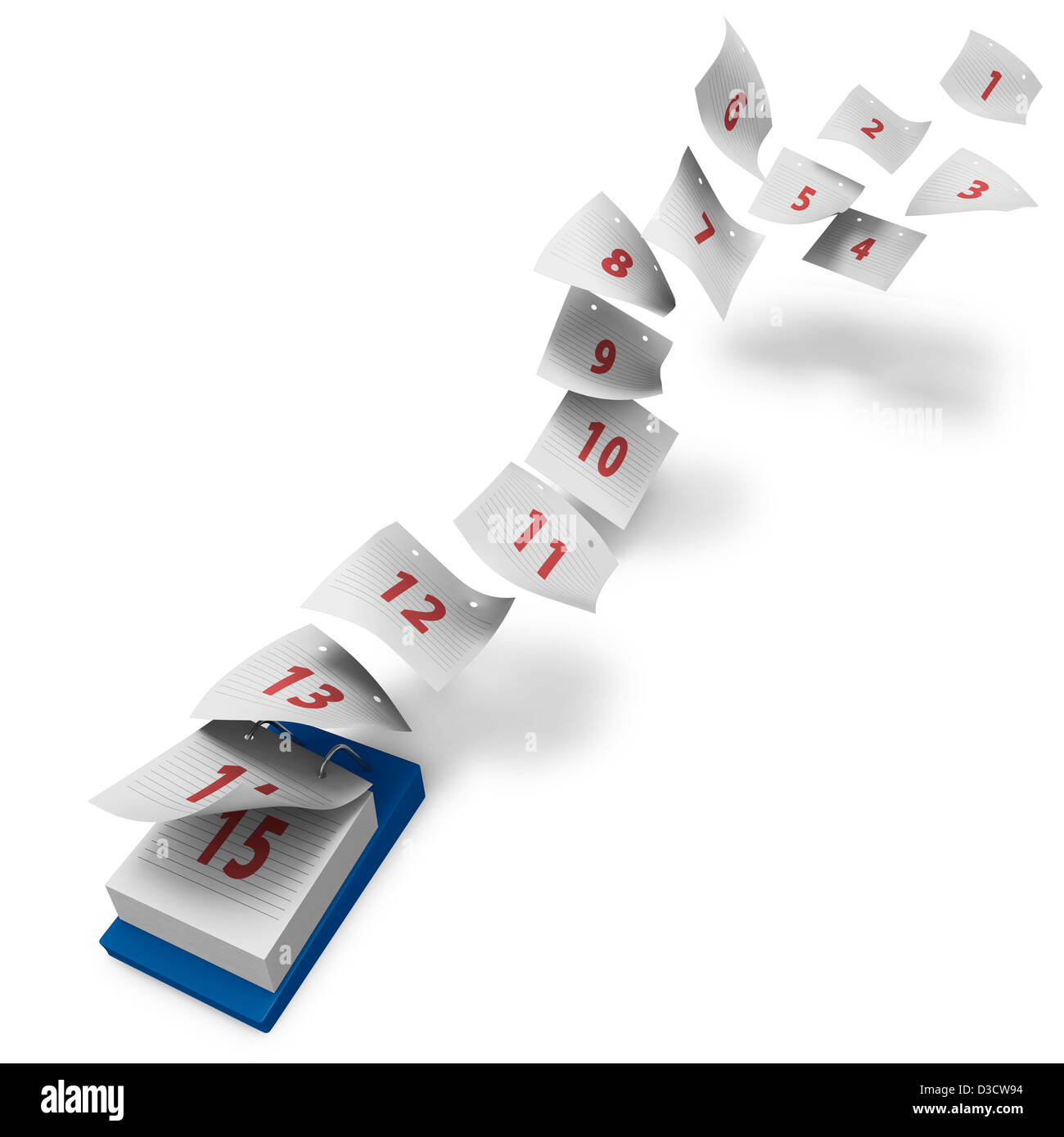 Desktop calendar showing how first 15 days fly by on white background ...