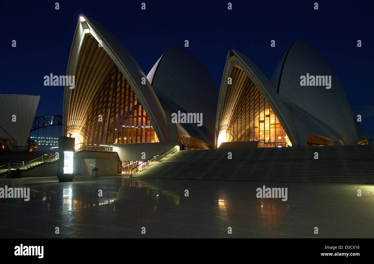 Sydney, Australia, the illuminated Opera House on Bennelong Point Stock ...