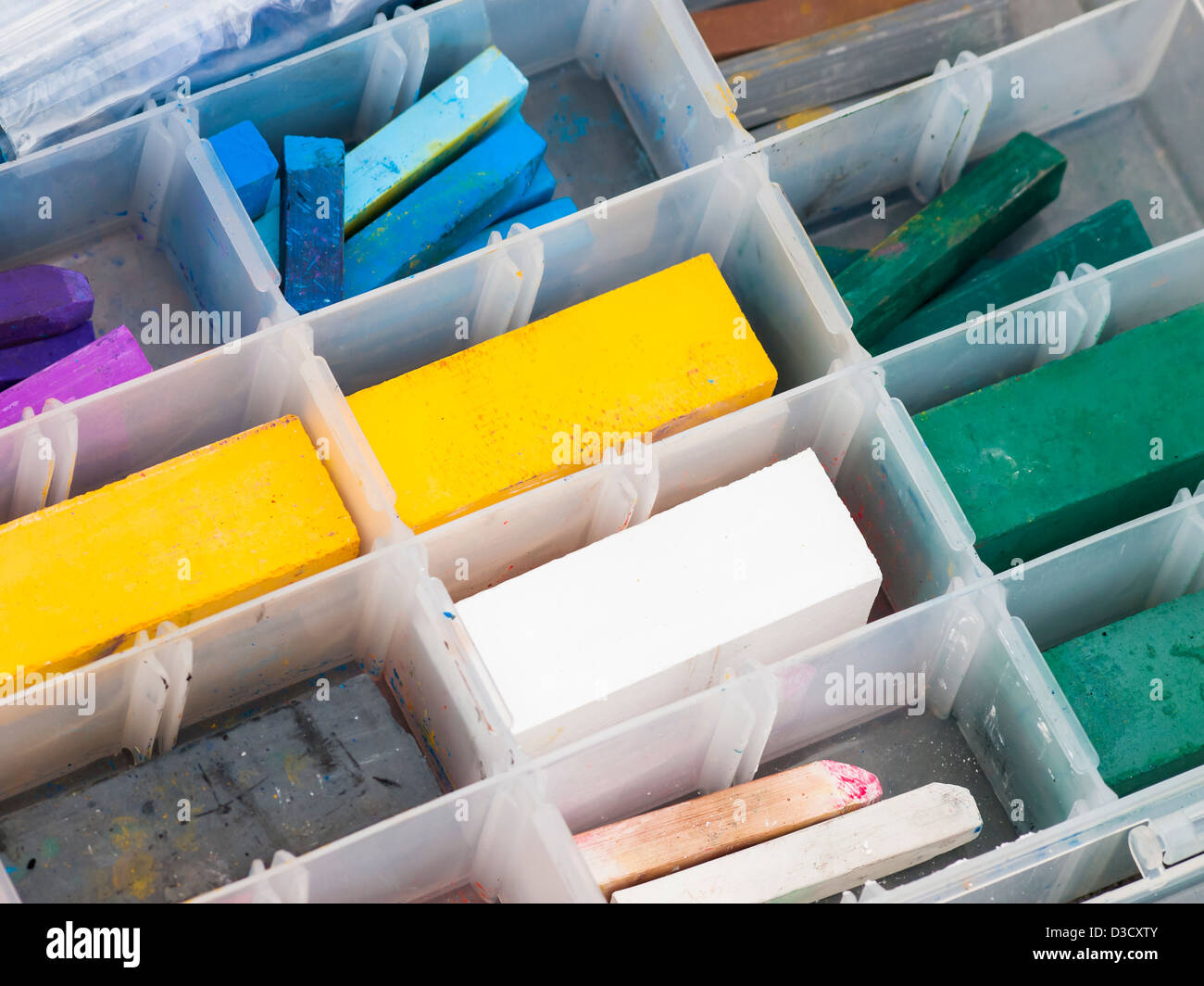Chalks on the street during Chalk Art Festival in Denver, Colorado ...
