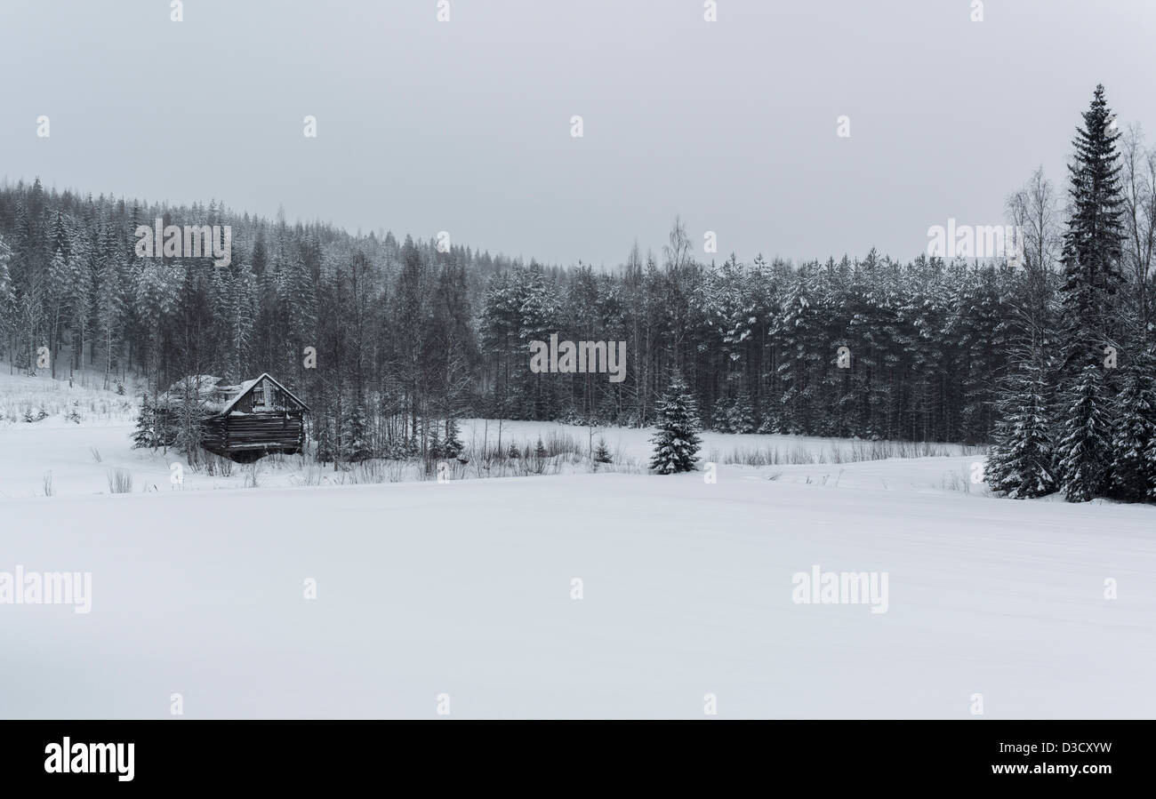 Old snow covered log cabin hi-res stock photography and images - Alamy