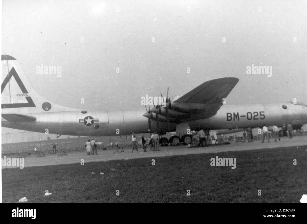 This photograph shows the Convair B-36A, a strategic bomber used by the ...