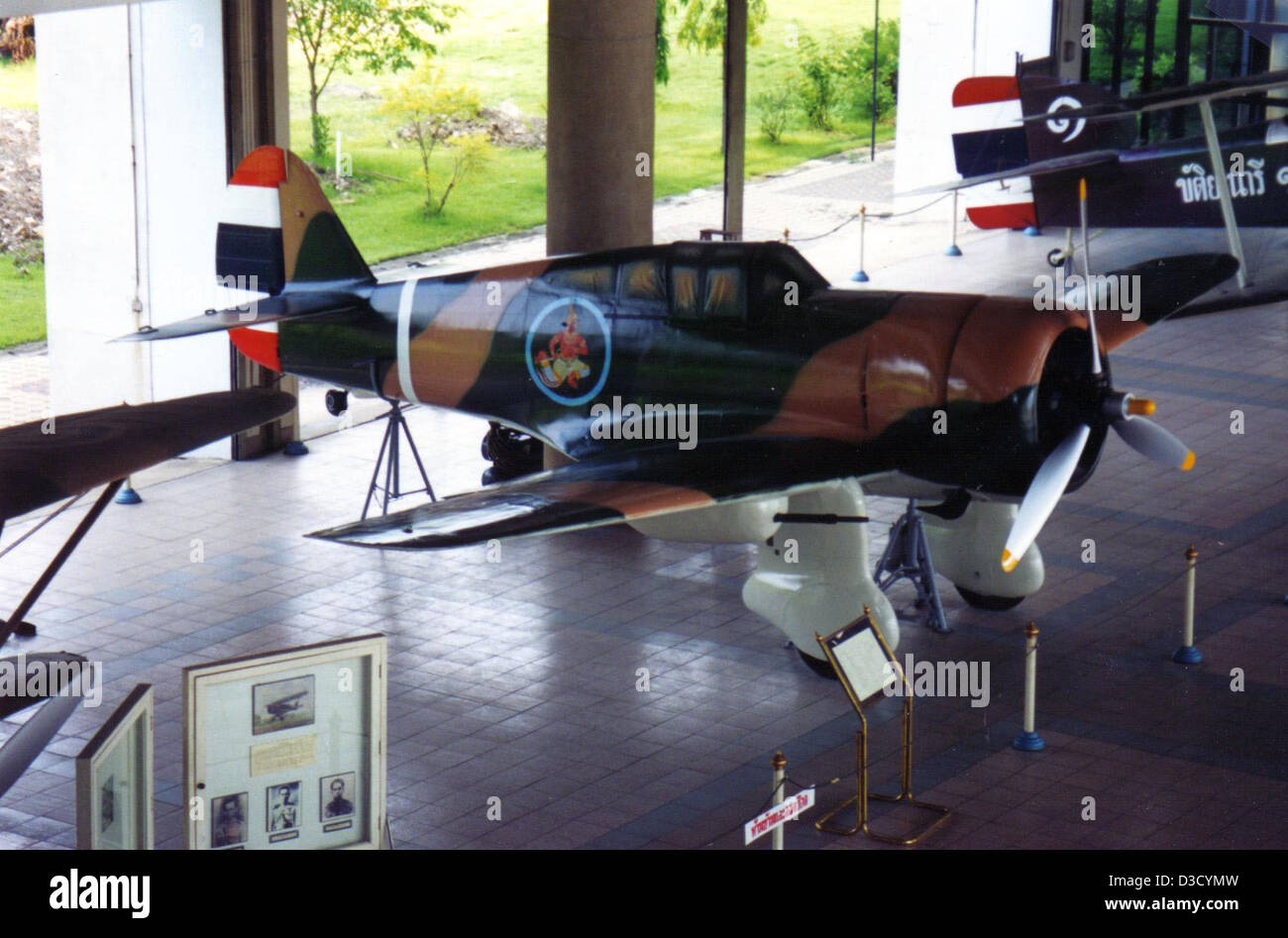 The Curtiss Hawk 75N, displayed at the Thai Air Force Museum in Bangkok ...