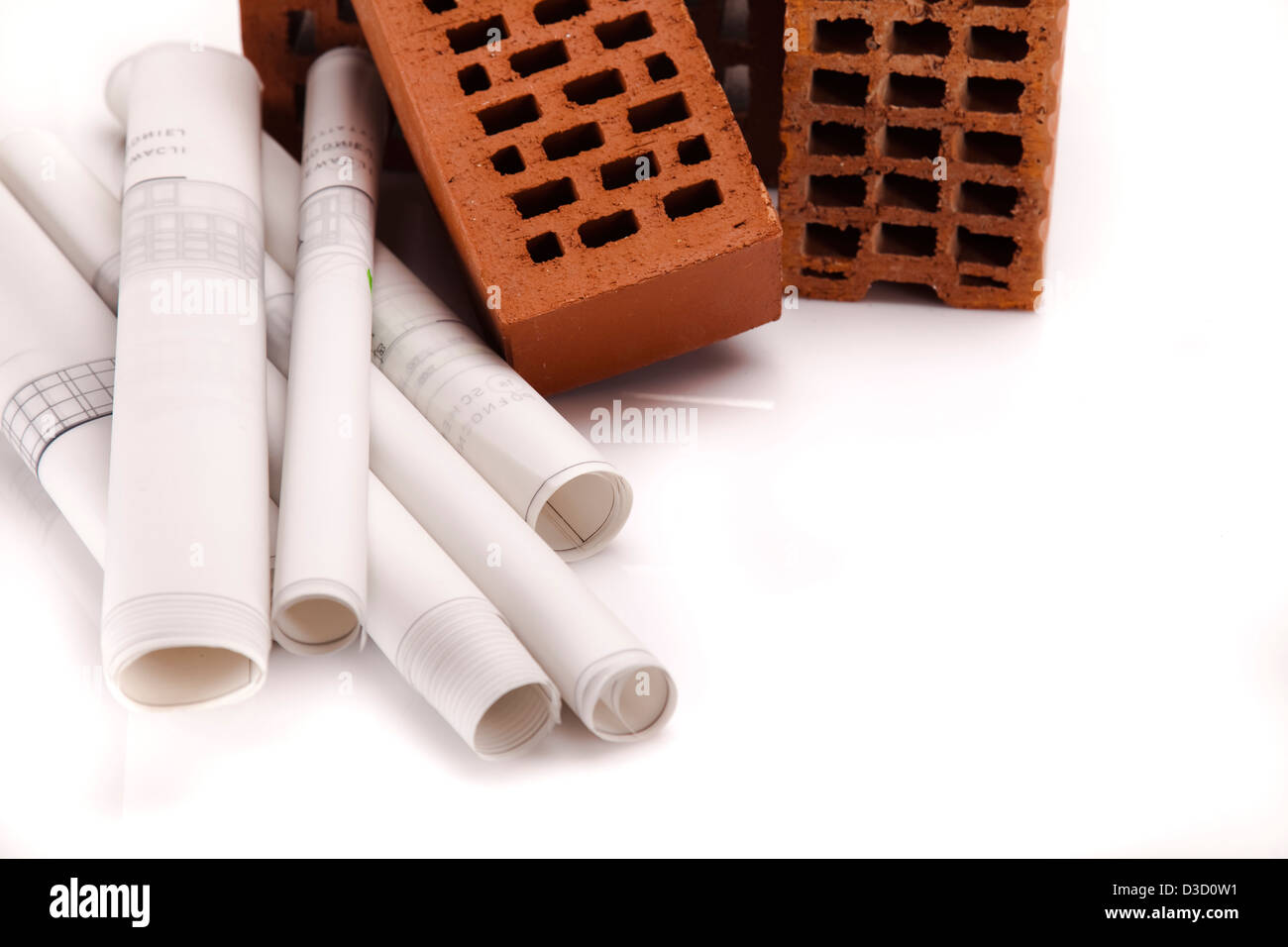 Building background,construction plan and bricks Stock Photo - Alamy