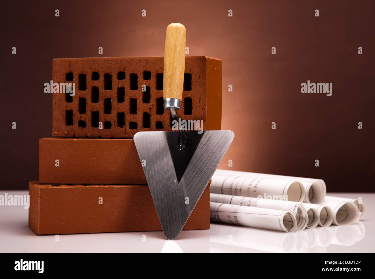 Building background,construction plan and bricks Stock Photo - Alamy