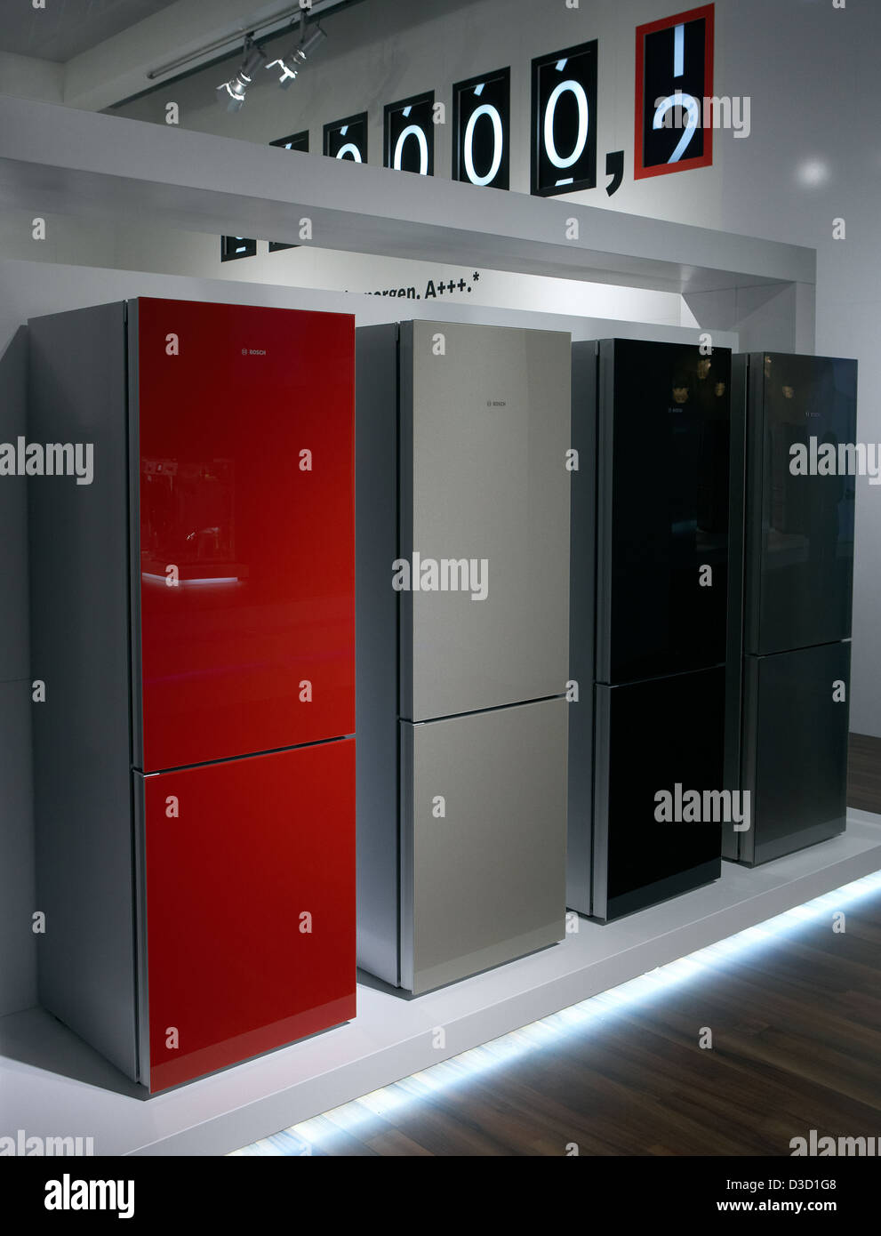 Berlin, Germany, colored fridge-freezers from Bosch at IFA 2010 Stock ...