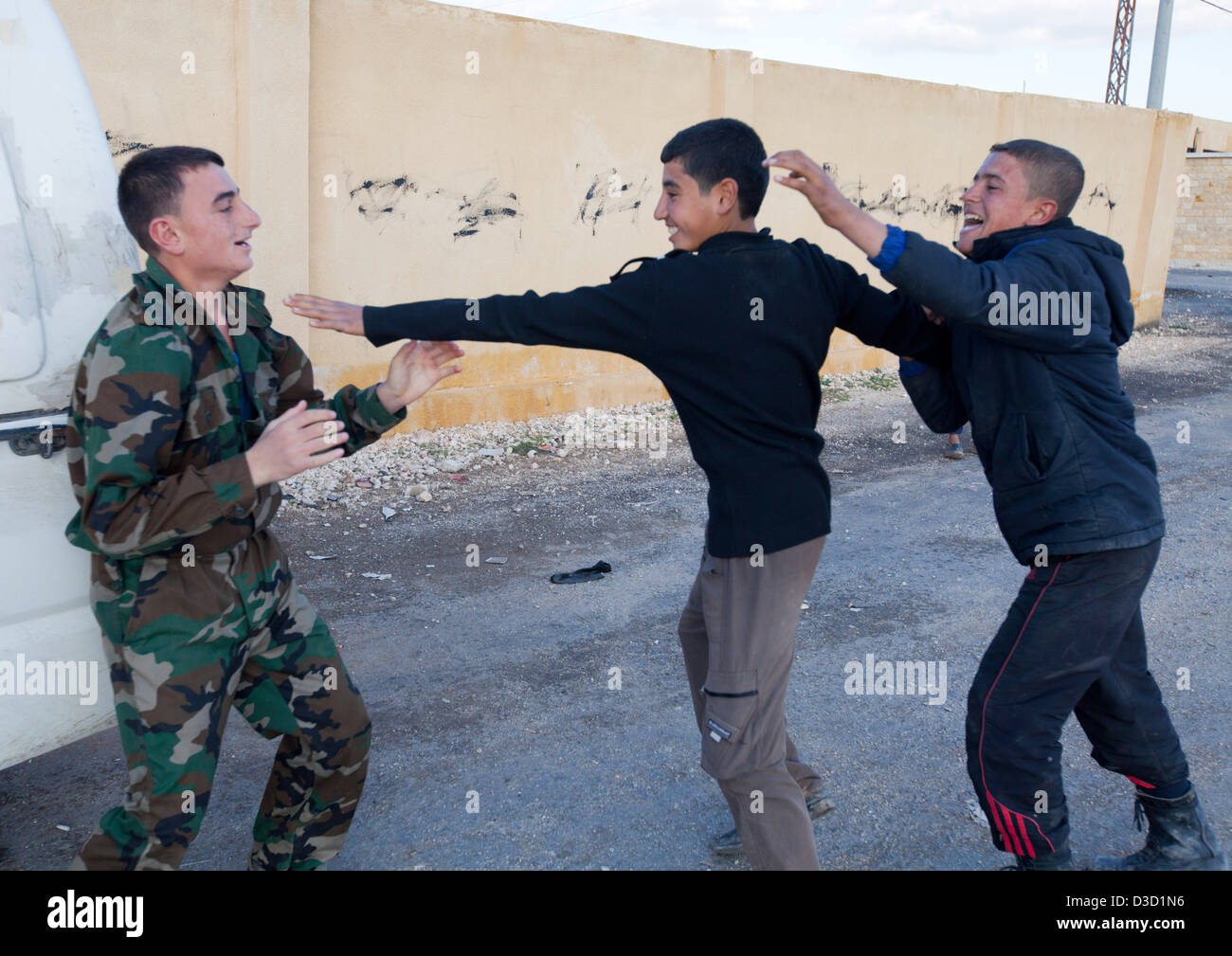 Free Syrian Army youth soldiers attend a training camp in Syria. Their ...