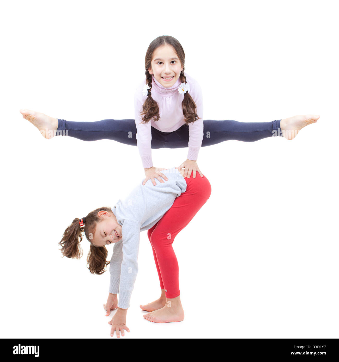 happy leapfrog kids or children playing game Stock Photo - Alamy