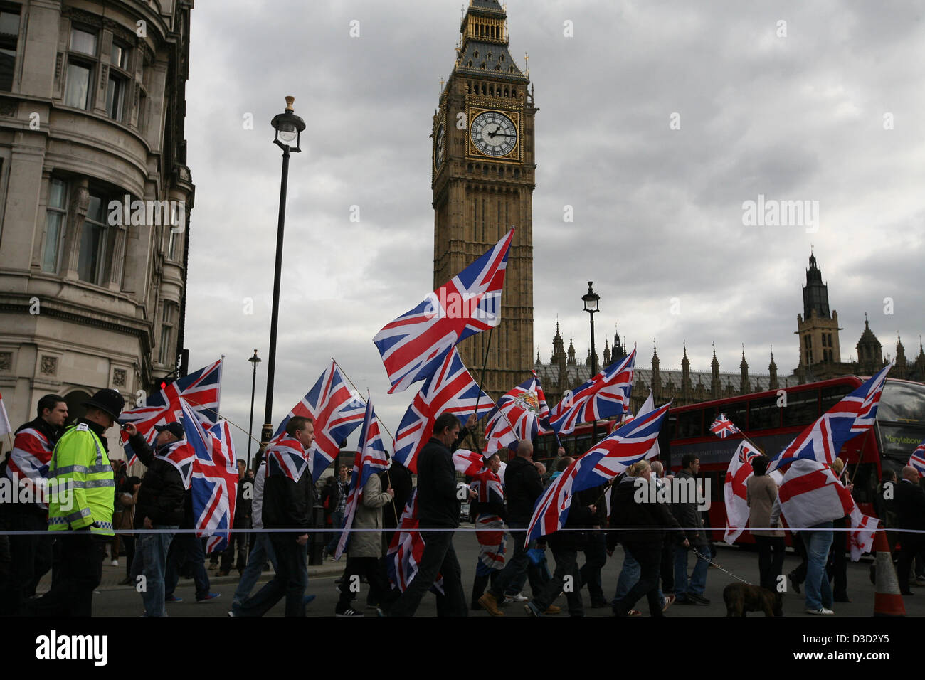 London, UK. Saturday 16th February 2013. Ulster loyalists march past ...