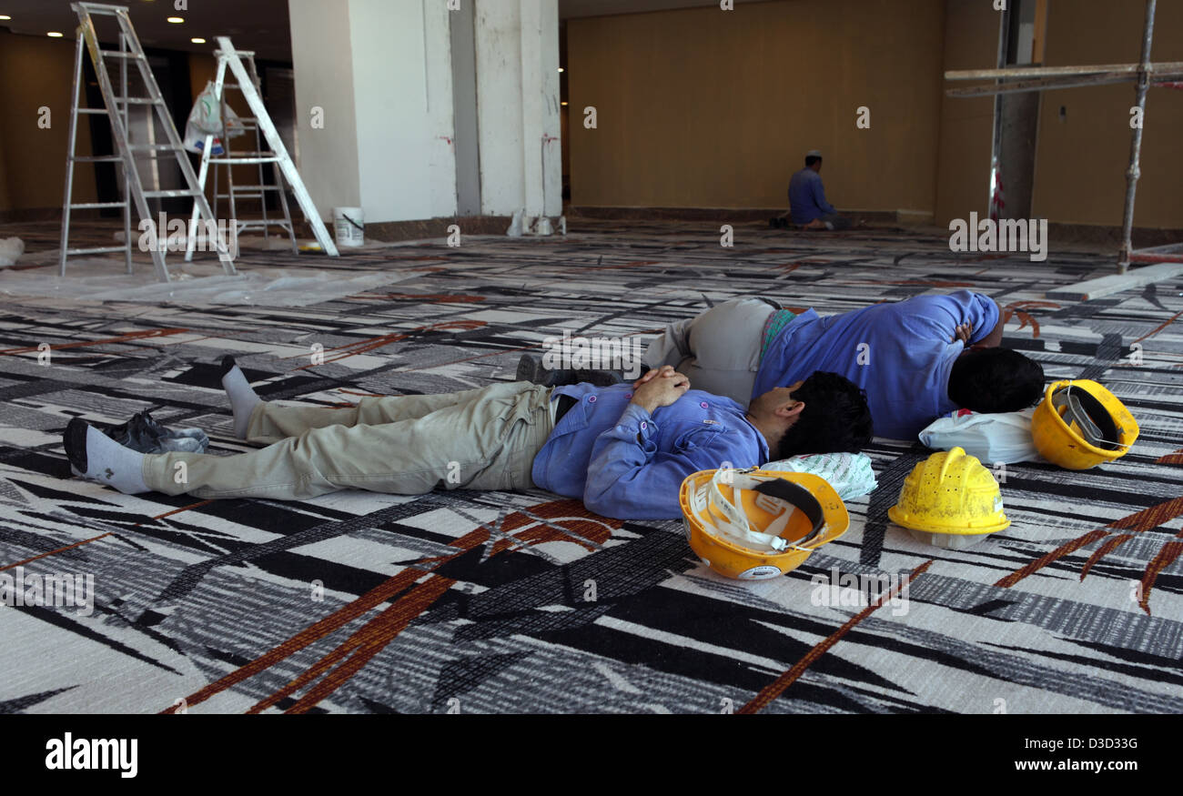 Dubai, United Arab Emirates, construction workers sleeping in their ...