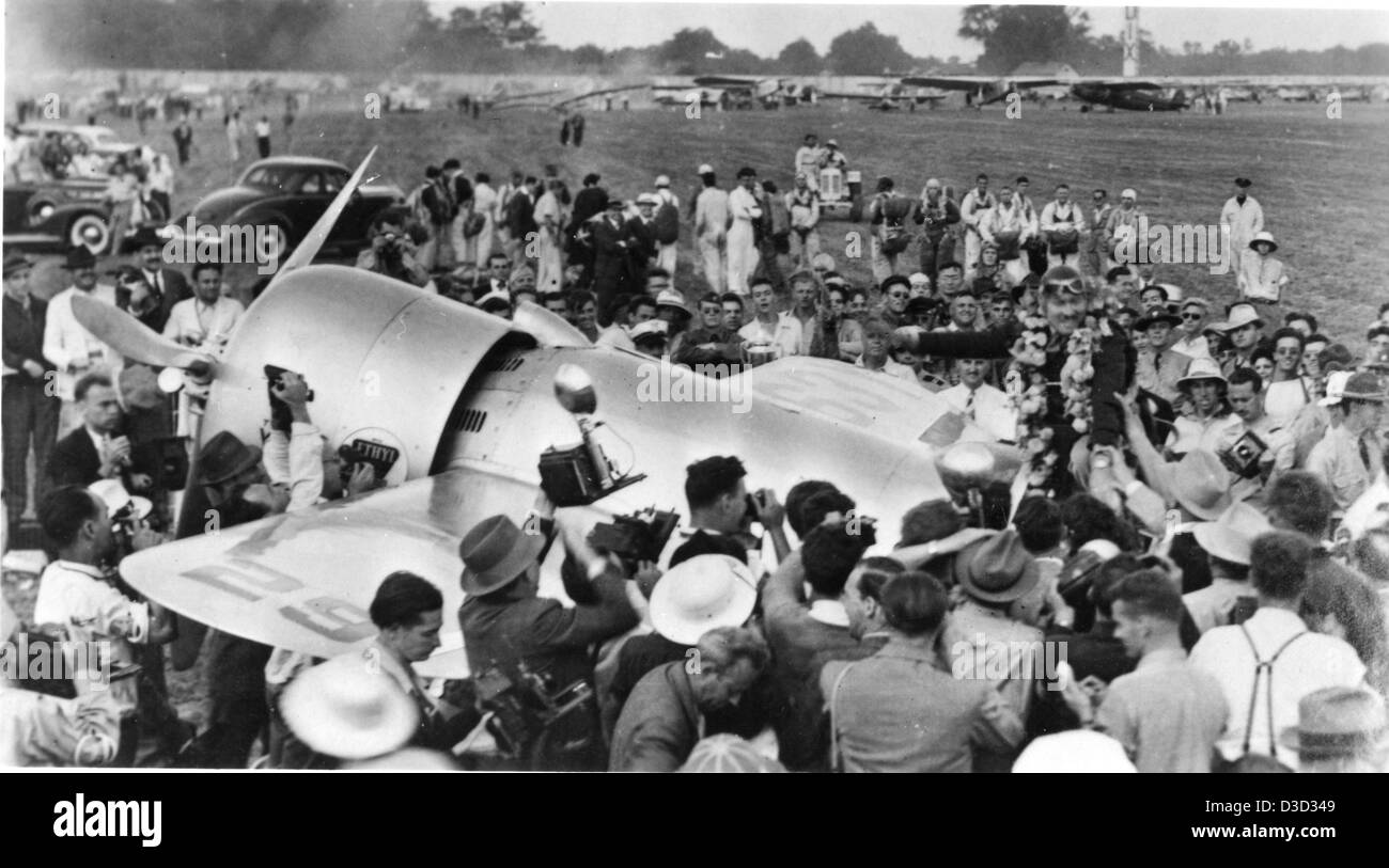 Roscoe Turner in the cockpit of his LTR-14 Pesco Special (NX263Y), a ...