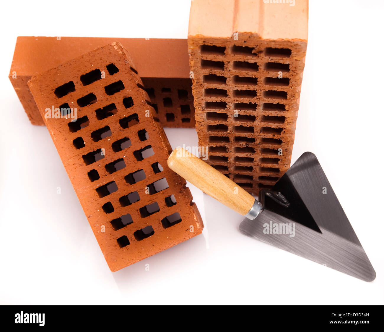 Building house,trowel and bricks Stock Photo - Alamy