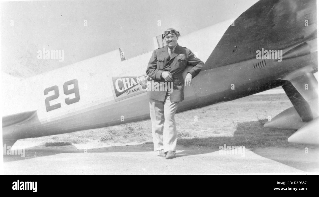Roscoe Turner is photographed standing next to his Pesco Special, a ...