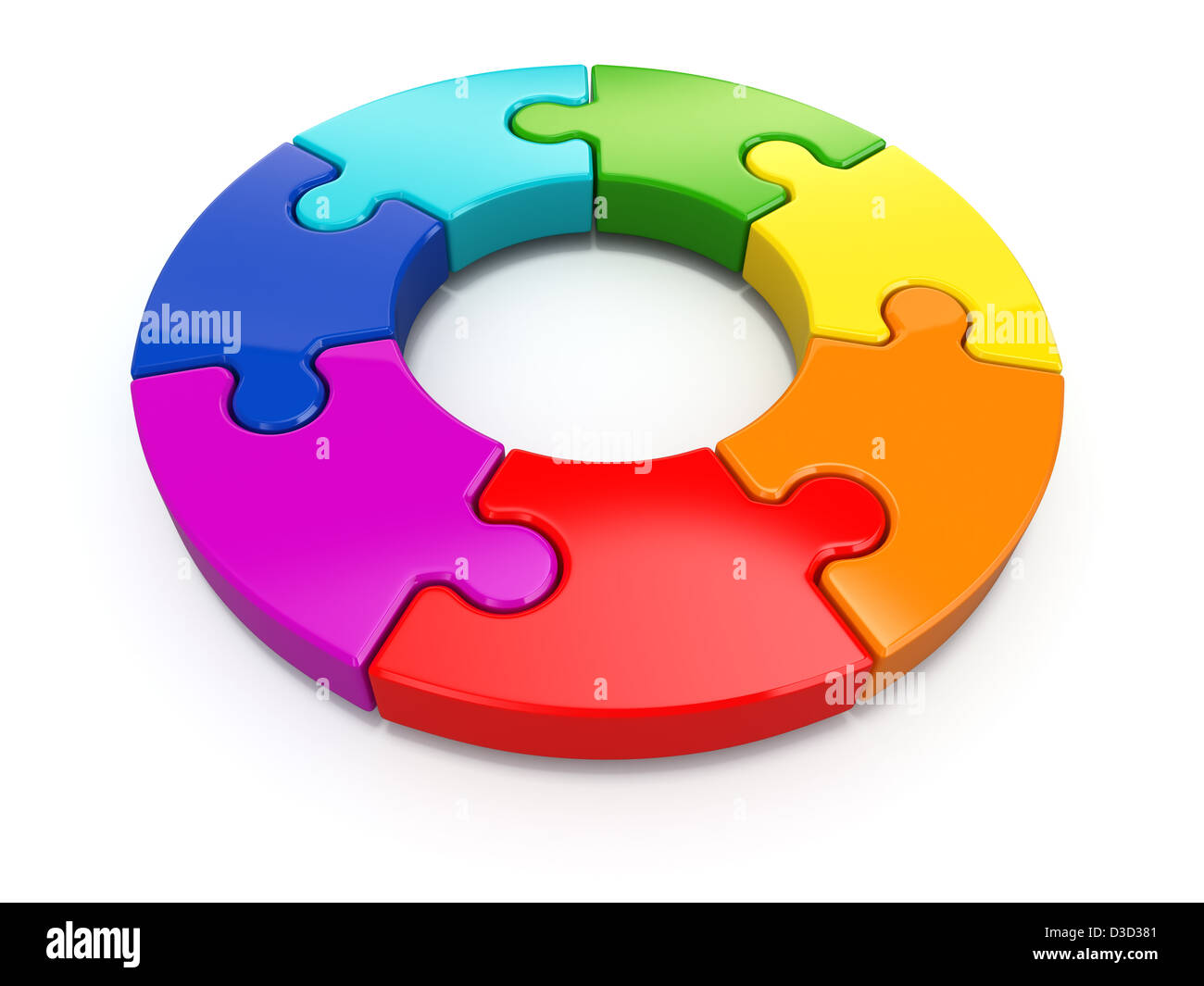Wheel collected from puzzles on white background. 3d Stock Photo - Alamy