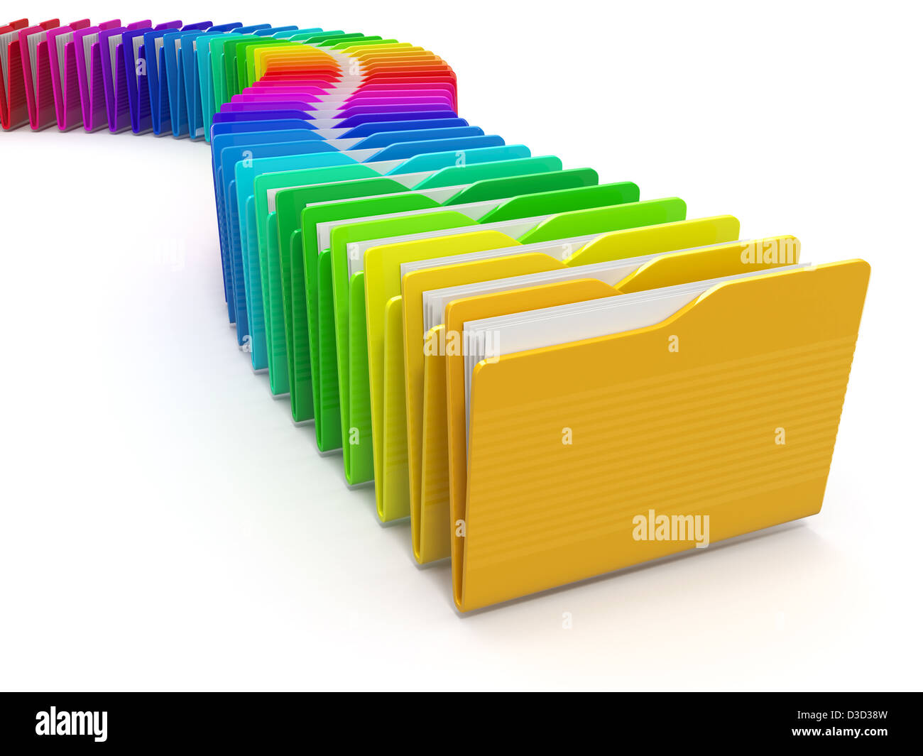 Row of computer folders on white background. 3d Stock Photo - Alamy