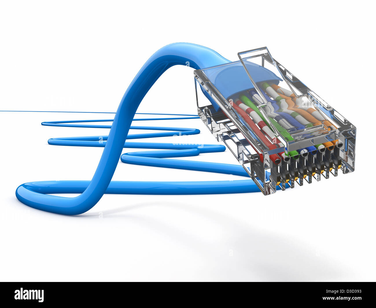 Computer network cable rj45 on white background. 3d Stock Photo - Alamy
