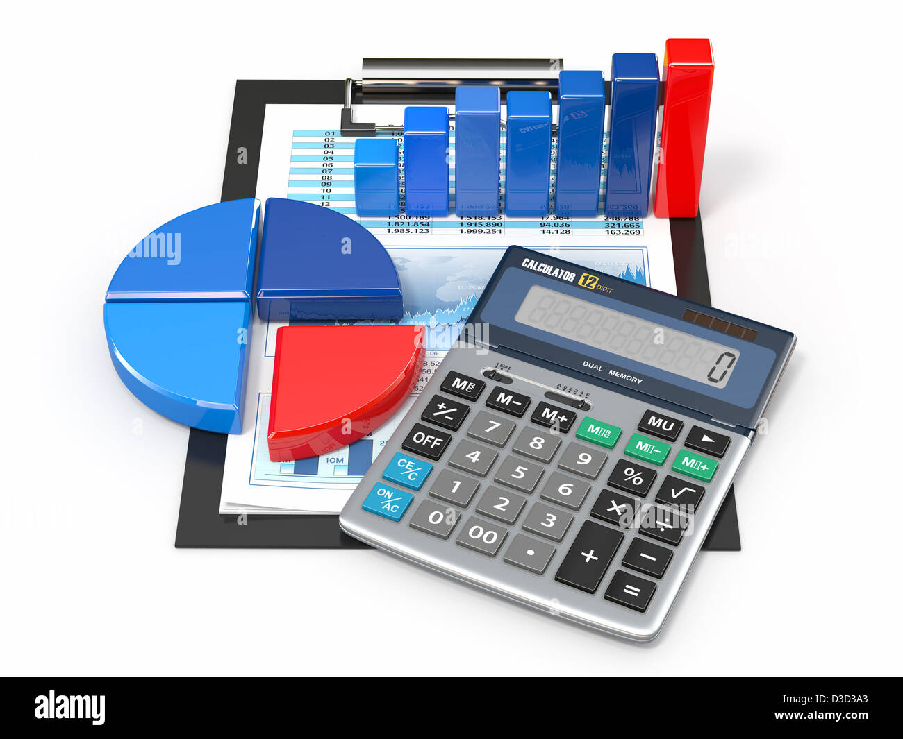 Business analytics. Calculator, financial reports and graphics Stock ...