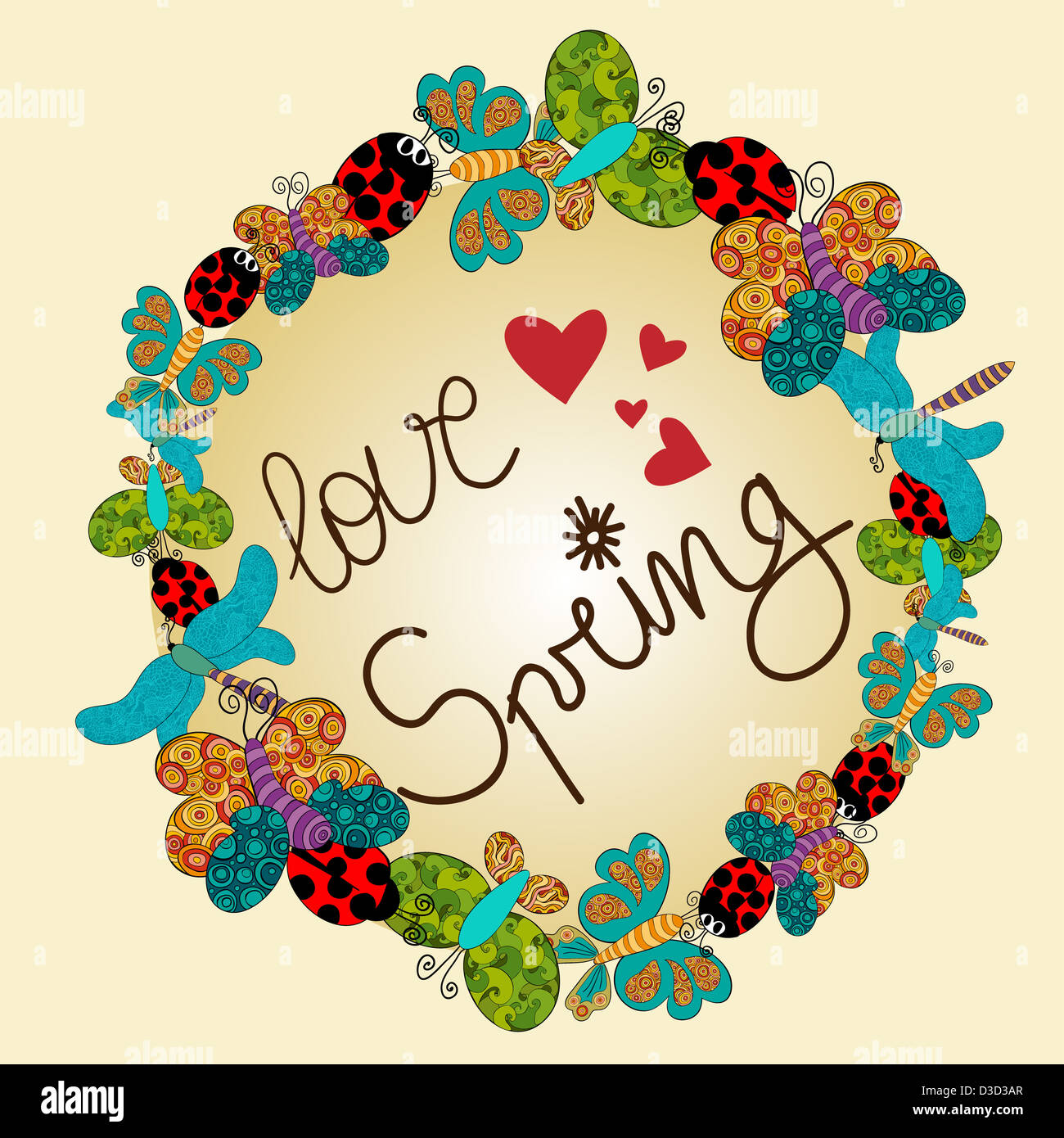 Spring love composition with vibrant colors elements. Vector file ...