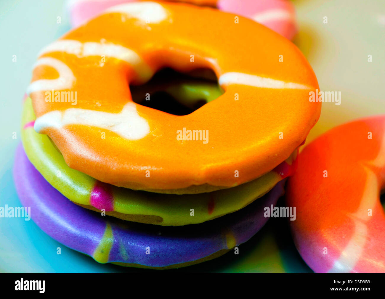 three iced biscuits Stock Photo - Alamy