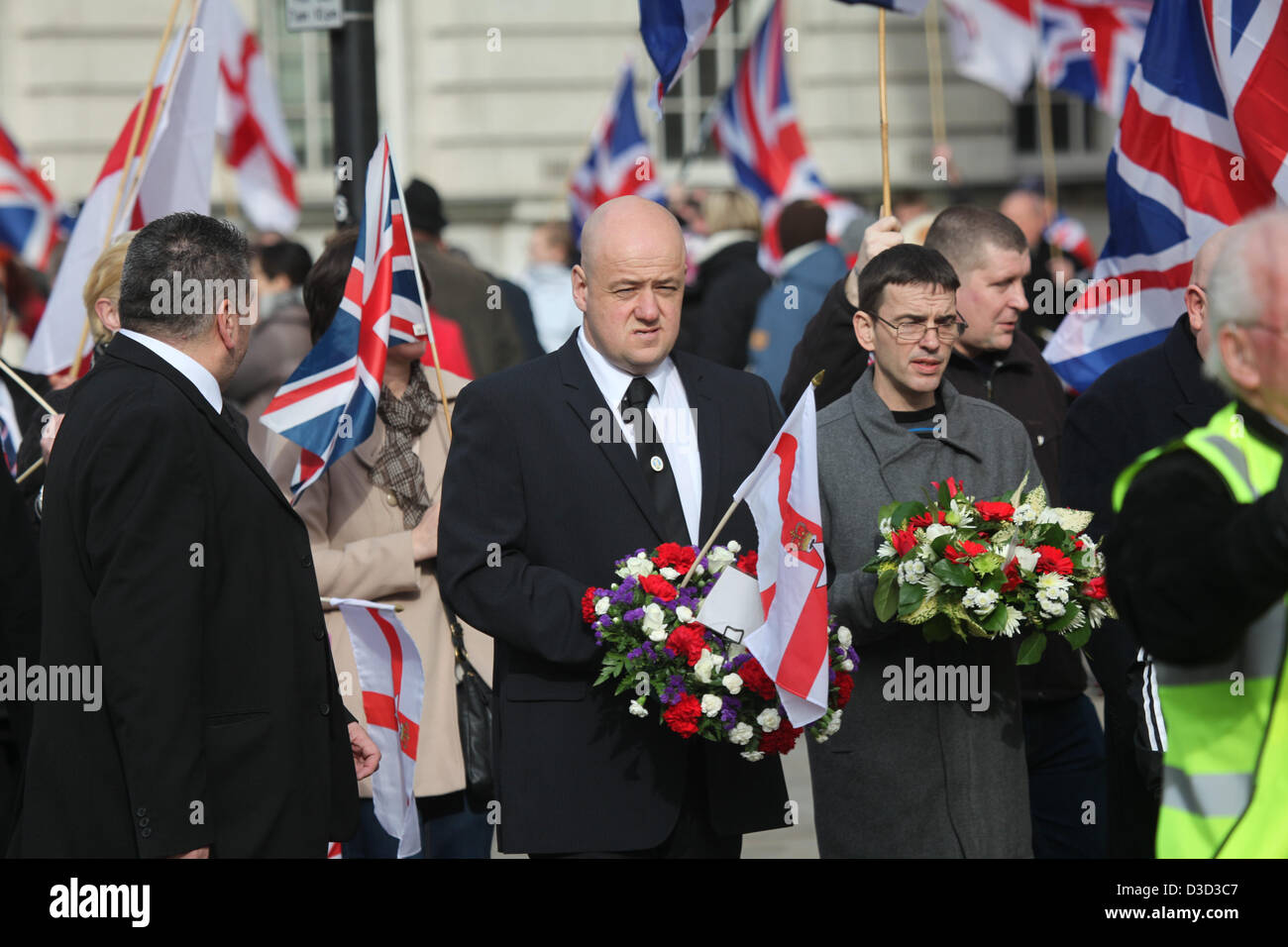 16/02/13 England, London, British Loyalist march throw Whitehall Stock ...