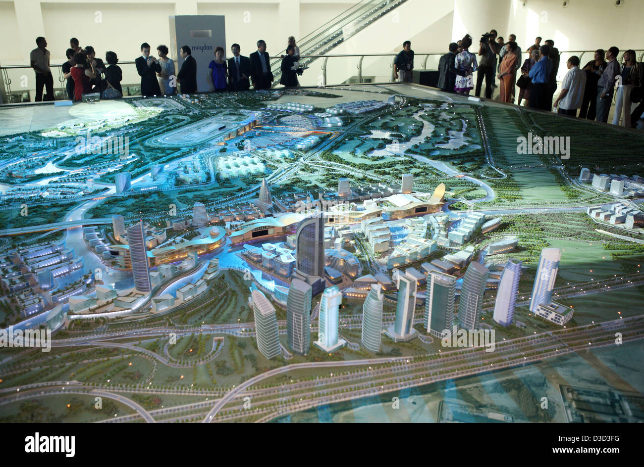 Dubai, United Arab Emirates, model of the construction project Meydan ...