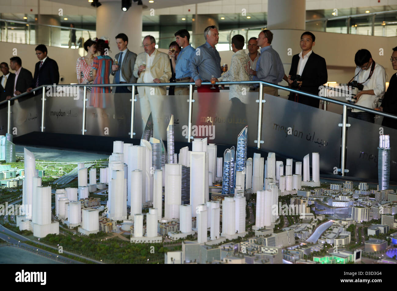 Dubai, United Arab Emirates, model of the construction project Meydan ...