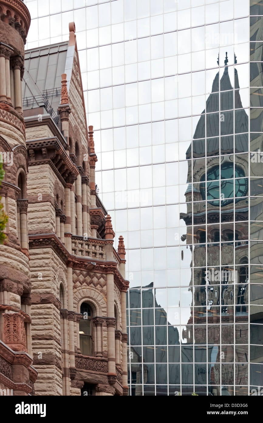 Toronto old city hall reflection old new flag Canada Stock Photo - Alamy