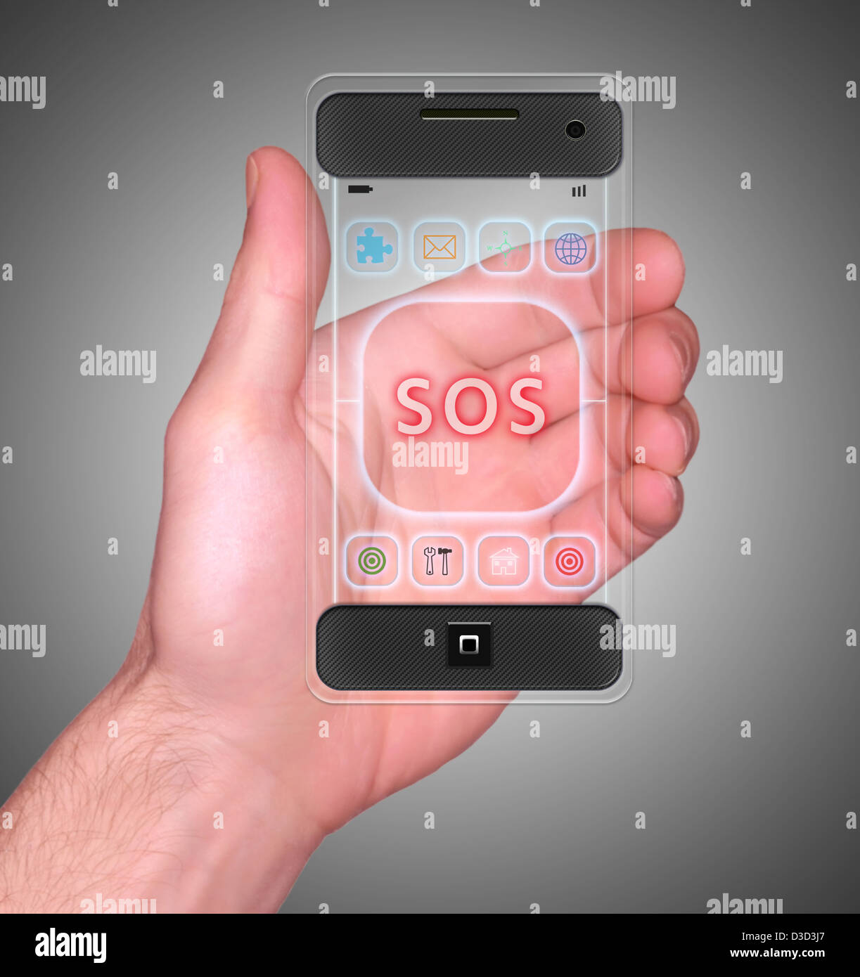 Transparent Mobile Smart Phone in man's Hand new Digital Technology ...