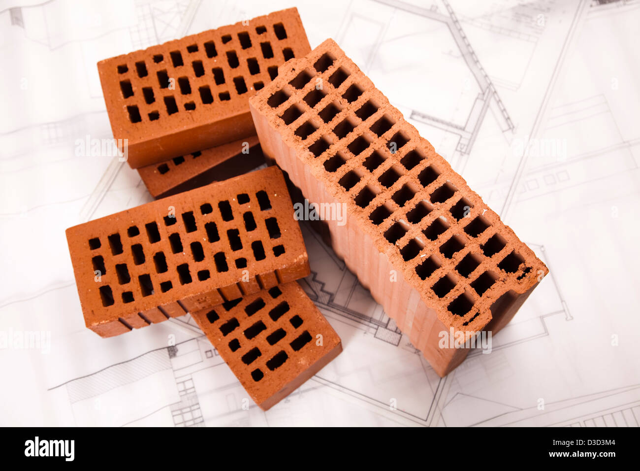 Building background,construction plan and bricks Stock Photo - Alamy