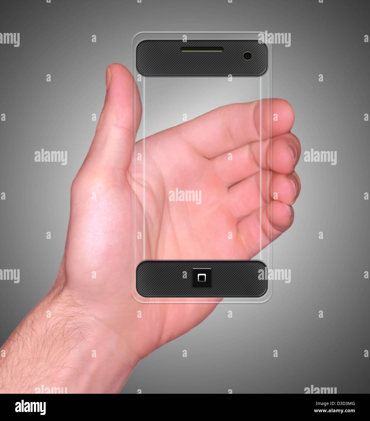 Transparent Mobile Smart Phone in man's Hand new Digital Technology ...