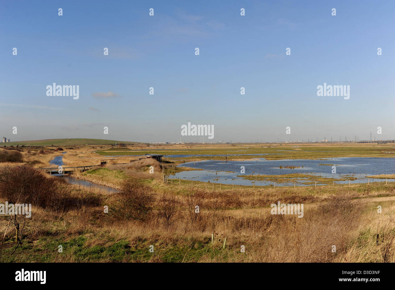 Rainham Marshes RSPB Nature Reserve by the River Thames Essex UK Stock ...
