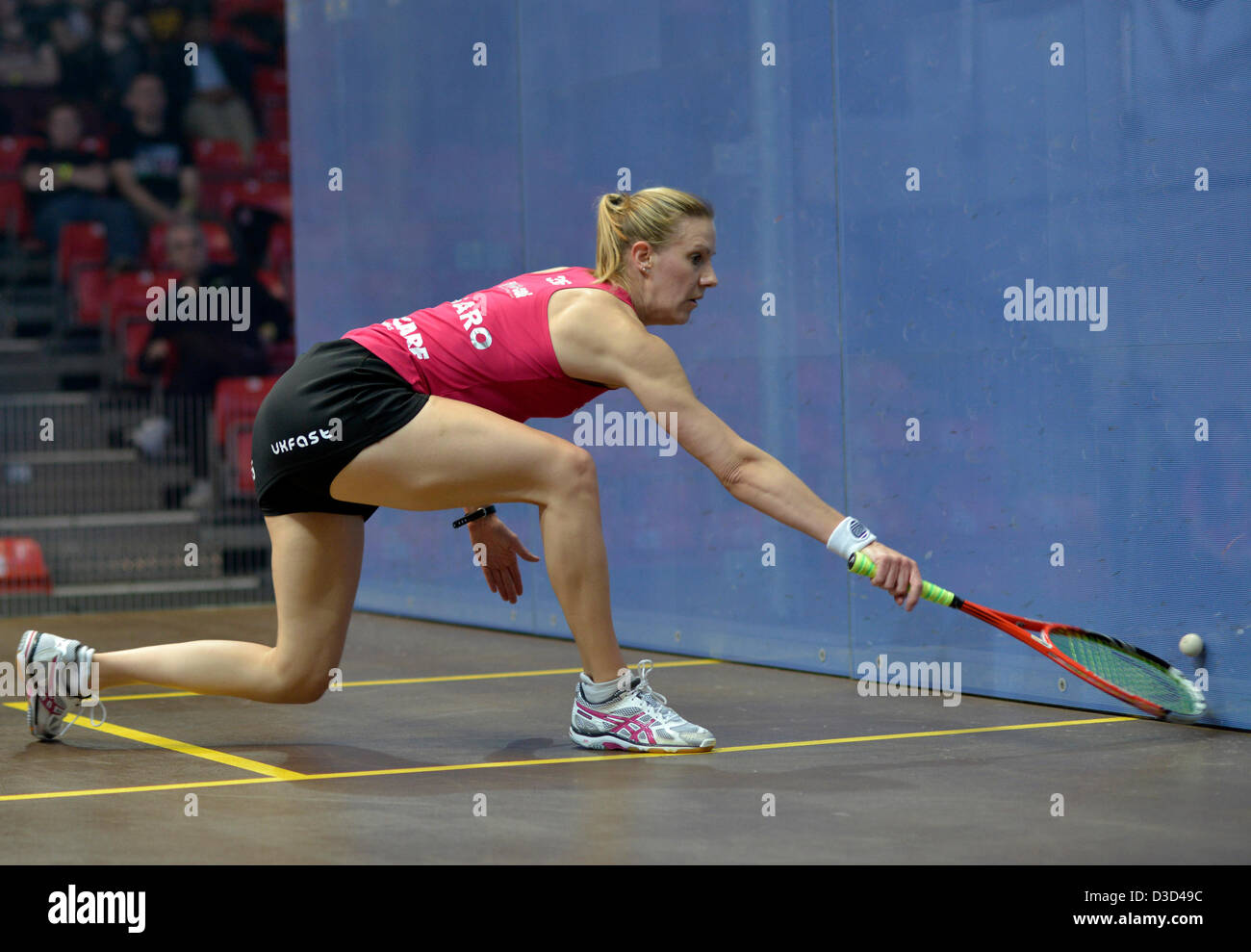 Defending champion, Laura Massaro stretches to win a point beating ...