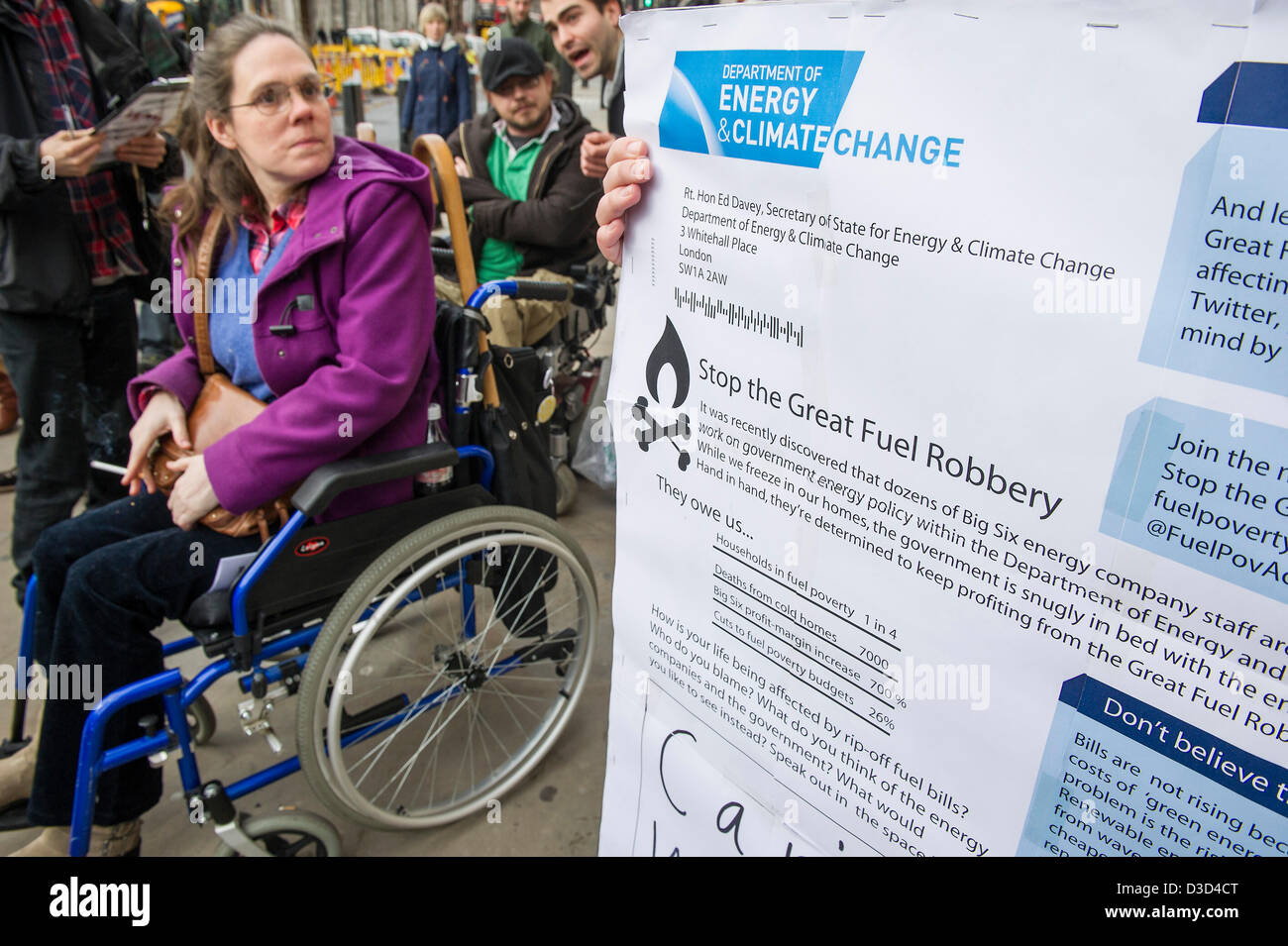 A protest organised by Fuel Poverty Action outside the Department of ...