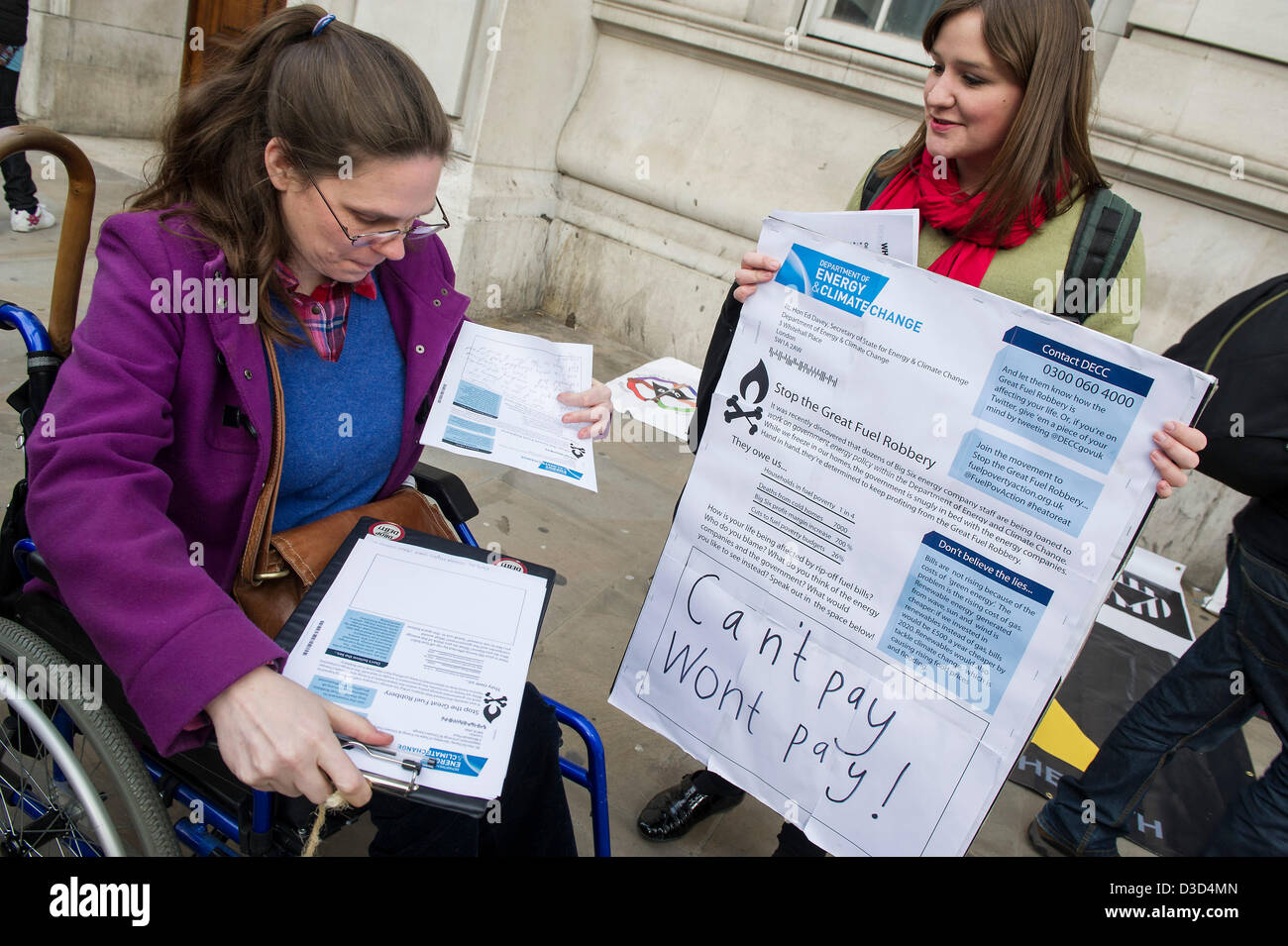 A protest organised by Fuel Poverty Action outside the Department of ...