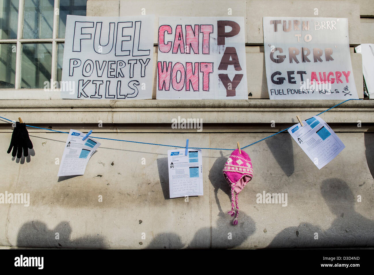 A protest organised by Fuel Poverty Action outside the Department of ...