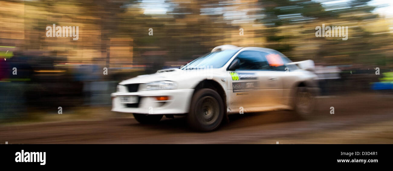 Rally cars compete during the Scottish snowman rally in and around the ...