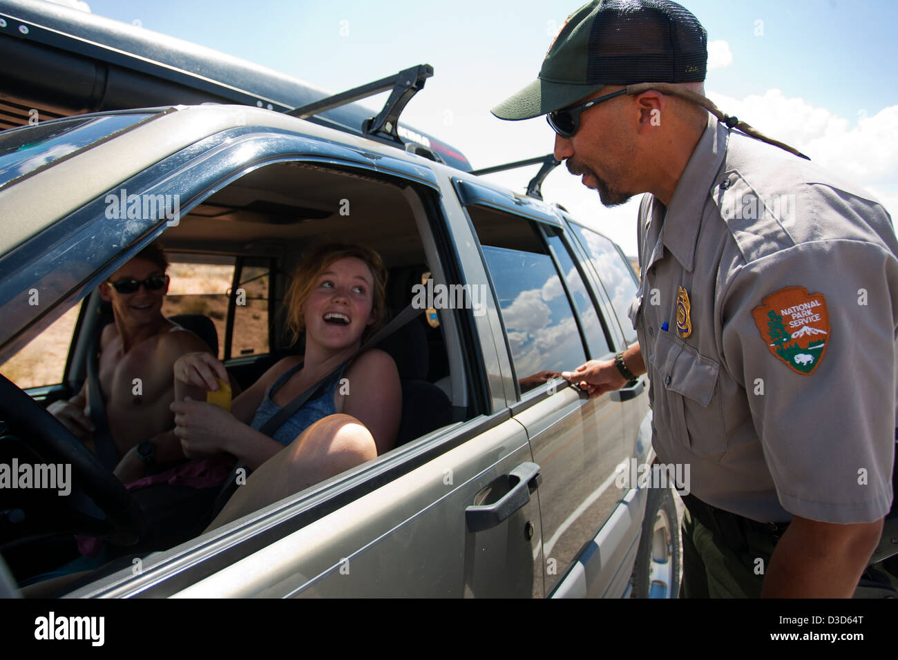 Lofton Wiley talks with visitors at the Island in the Sky Stock Photo ...