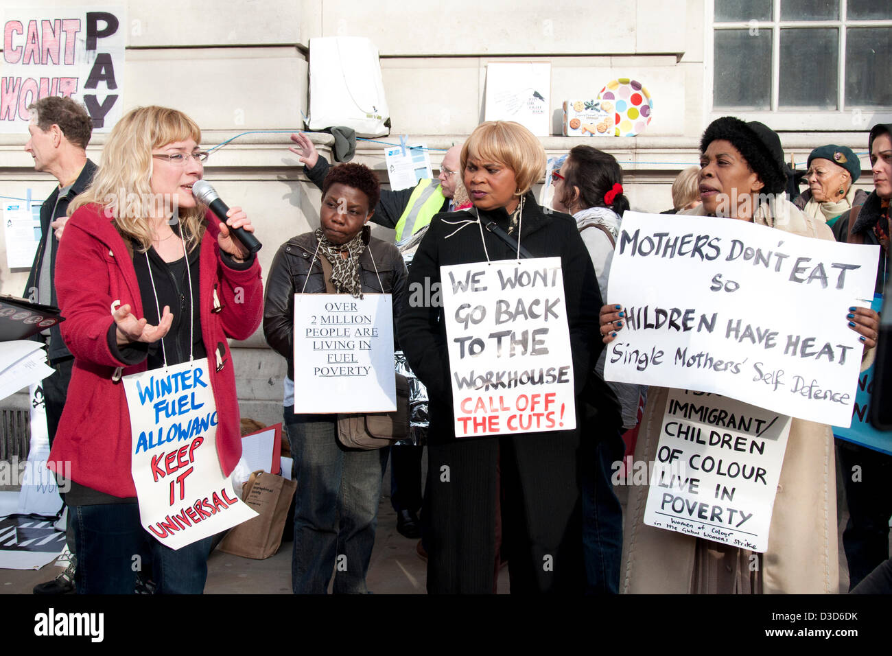 London UK. 16th February 2013. Speakers at a protest organised by Fuel ...