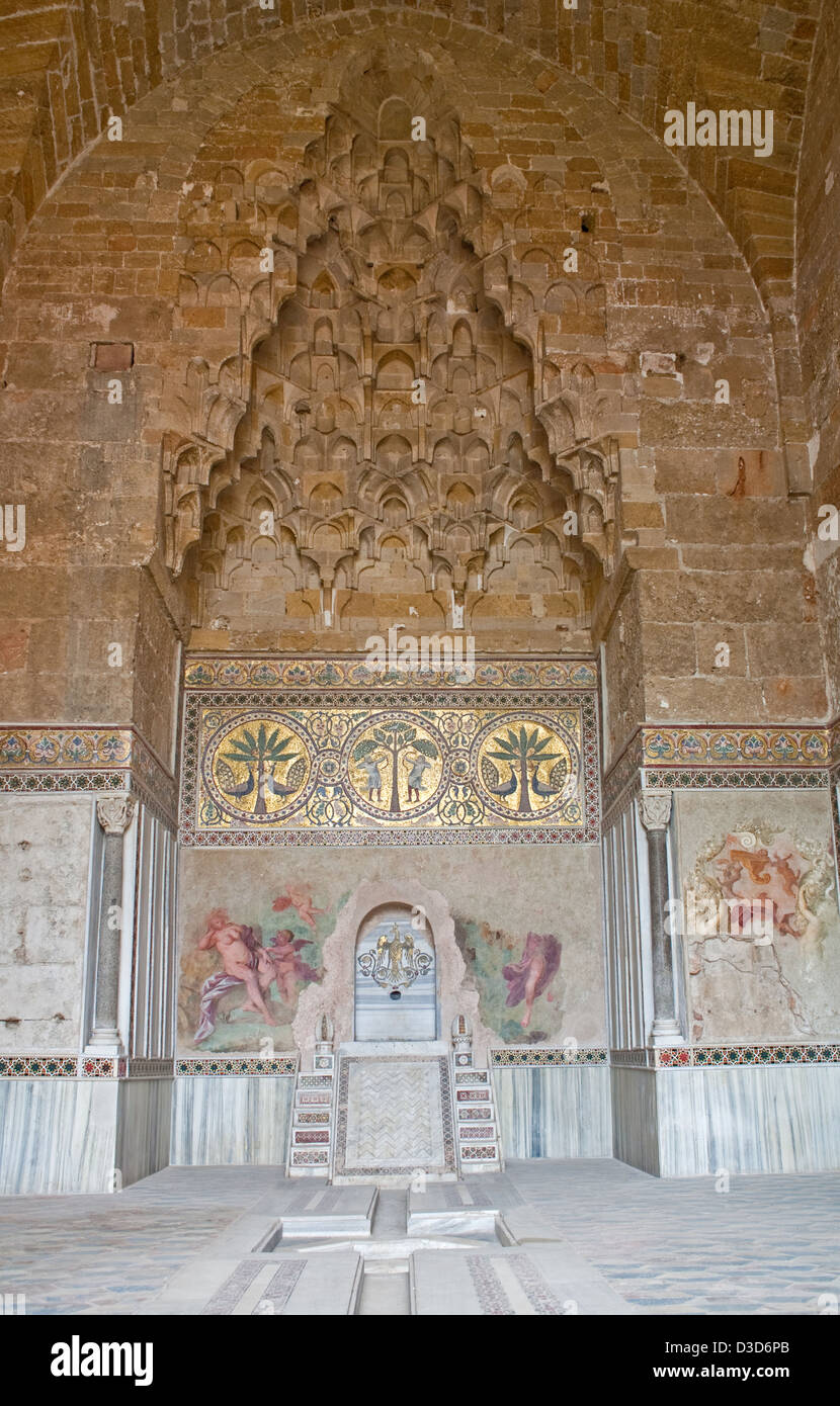 Palermo, Italy, with Muqarna niche in the audience hall of the La Zisa ...
