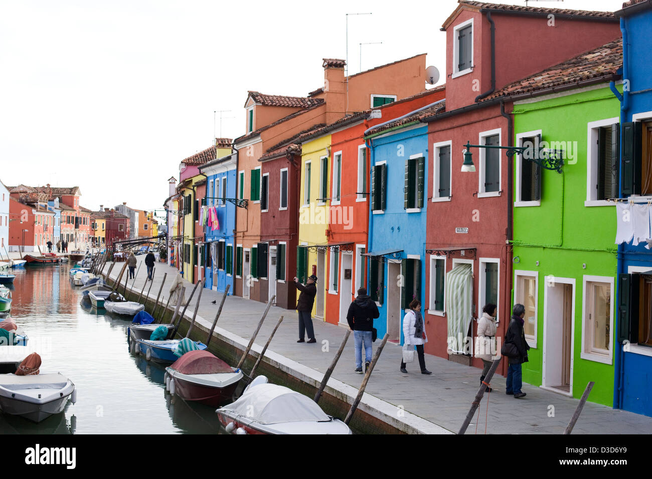 Brightly colored homes on Burano an island in the Venetian Lagoon Stock ...