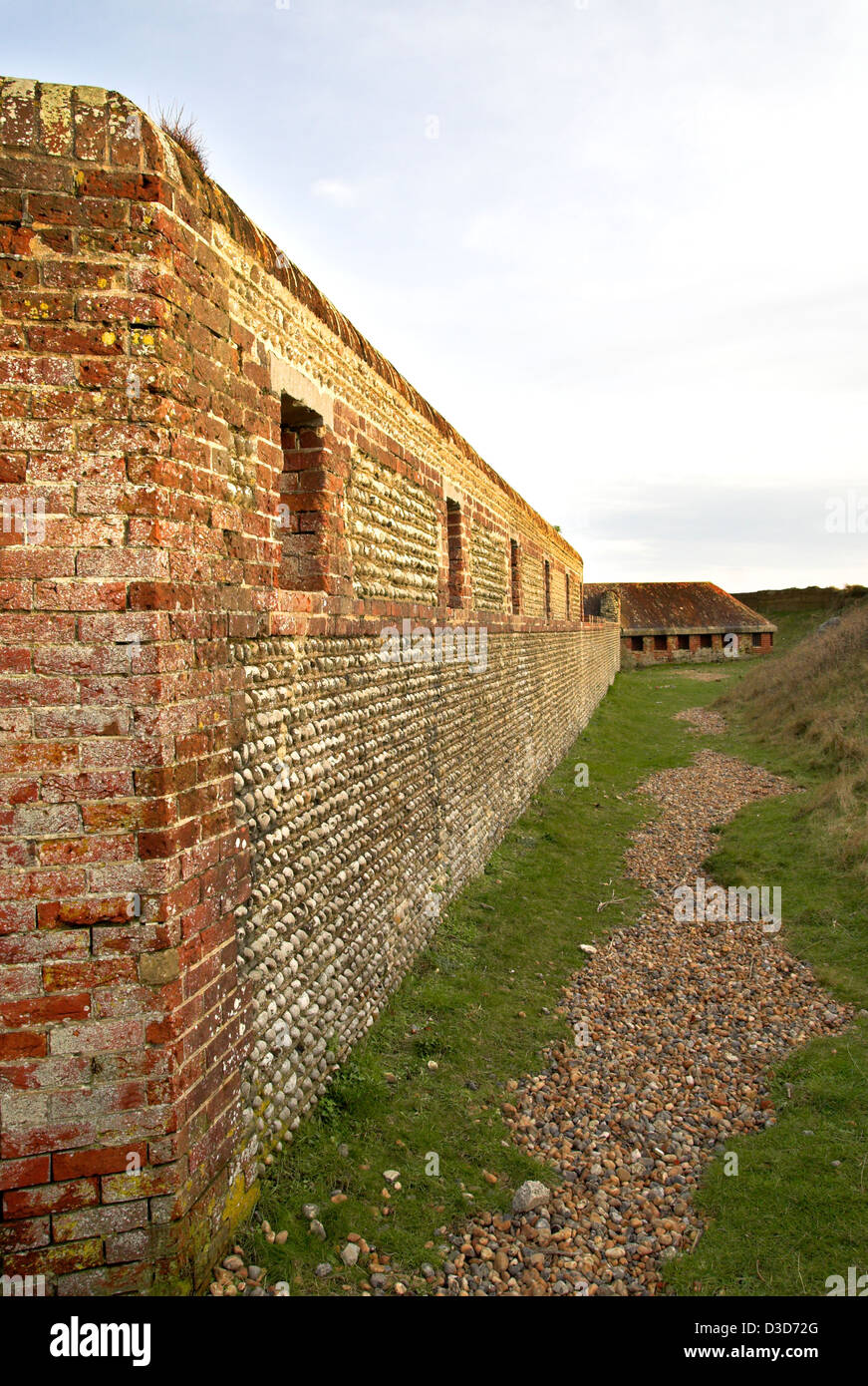 The south west wall and Caponiere of Shoreham Fort at the mouth of the ...
